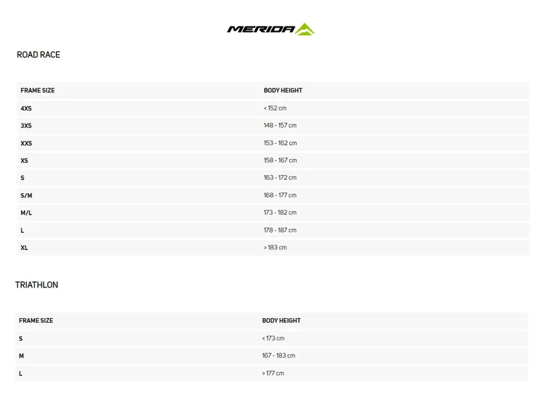 Merida Road Bike Size Chart Store | juliannakunstler.com